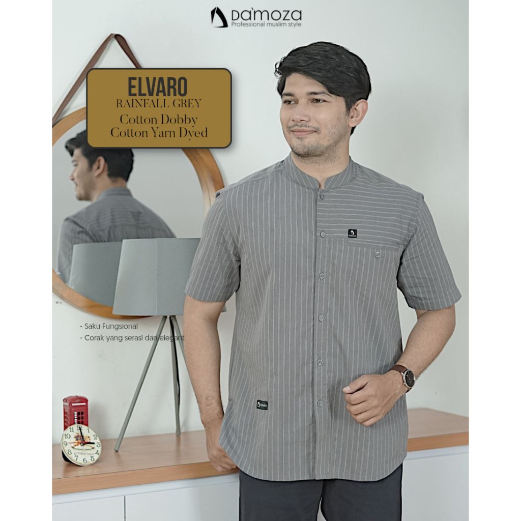 Jual KOKO DAMOZA Elvaro Rainfall Gray / Baju Damoza / Couple Muslim ...