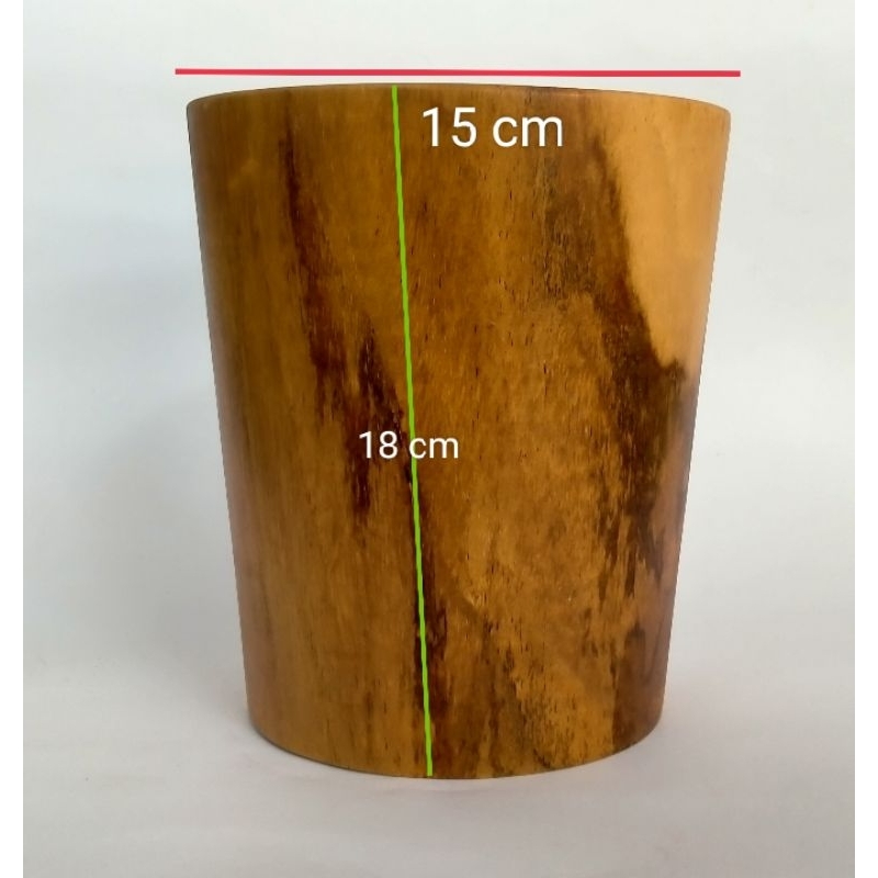 Jual Vas bunga Gelas pot jumbo kayu jati diameter 15 cm tinggi 18 cm ...