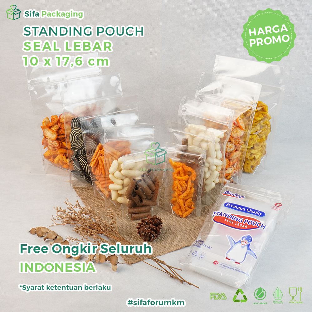 Jual Standing Pouch 10x17,6 Bening Ziplock Transparan Blutop Pinguin Plastik Klip Seal Lebar STP ...