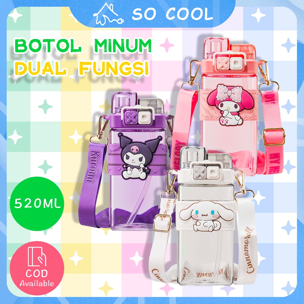 Jual BOTOL MINUM DUAL FUNGSI TRITAN KARAKTER MELODY CINNAMOROLL KUROMI POMPOMPURIN LOTSO 520ML ...