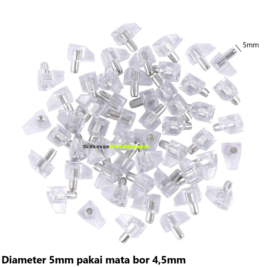 Jual Pen Besi Ambalan Penyangga kayu kaca Lemari Cabinet Pin Shelf ...