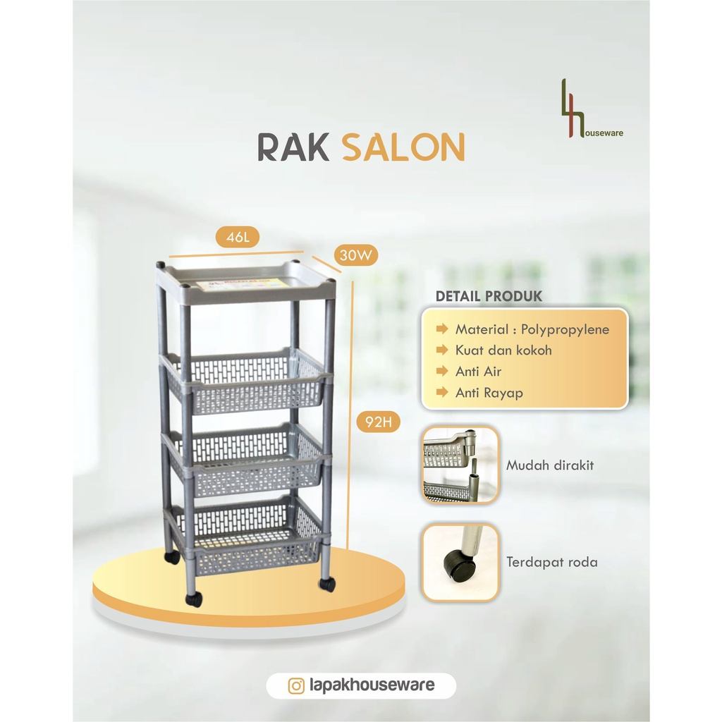 Jual Rak Salon 4 Susun / Rak Serbaguna 4 Susun / Rak Salon Roda ...