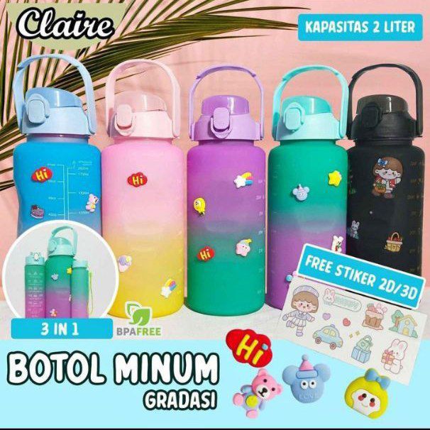 Jual ET BOTOL MINUM BERANAK GRADASI 3IN1 / Botol Minum 2 Liter 2000ML ...