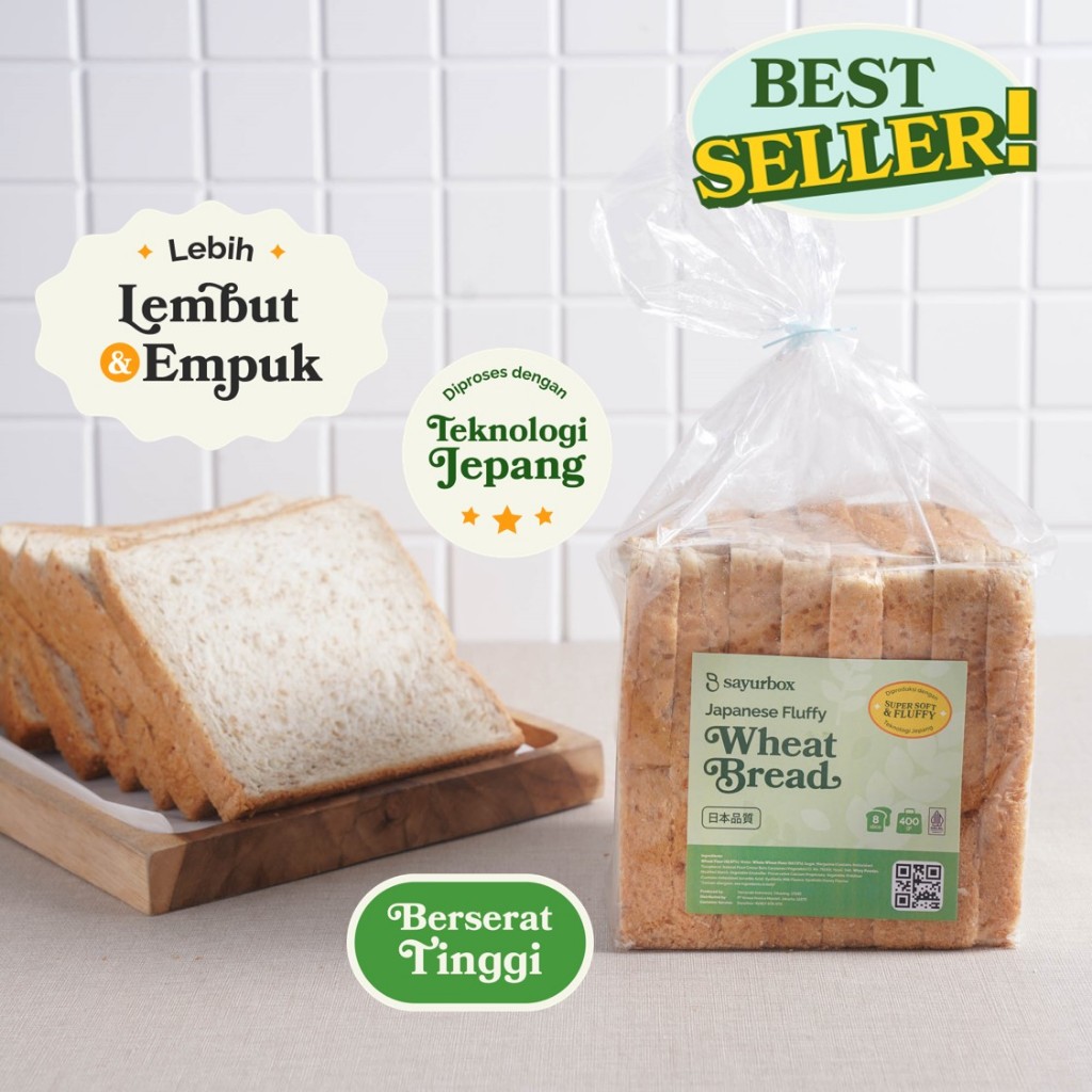 Jual Roti Tawar Gandum Japanese Fluffy 400 gram Sayurbox | Shopee Indonesia