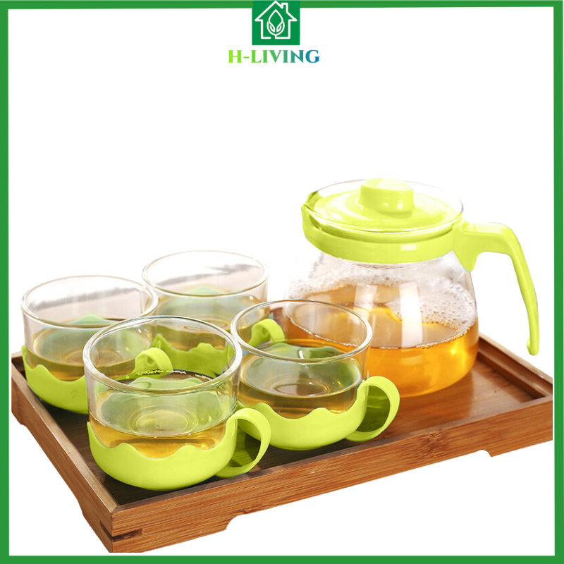 Jual H-LIVING Set Teko Gelas Kaca Motif Bunga 5 in 1 Tempat Air Jus ...