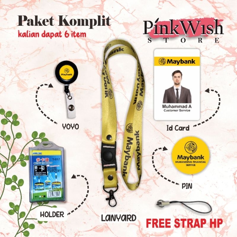 Jual NEW DESIGN TALI MAYBANK KUNING | Tali Idcard MAYBANK kuning ...