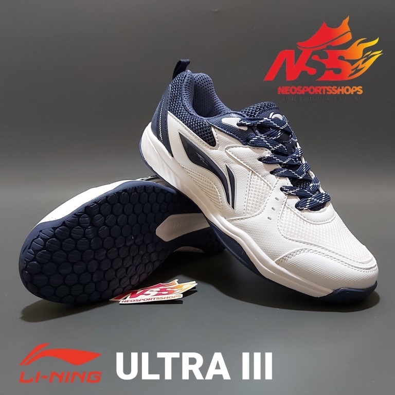 Jual Sepatu Badminton Lining Ultra III 3 White Navy Original | Shopee ...