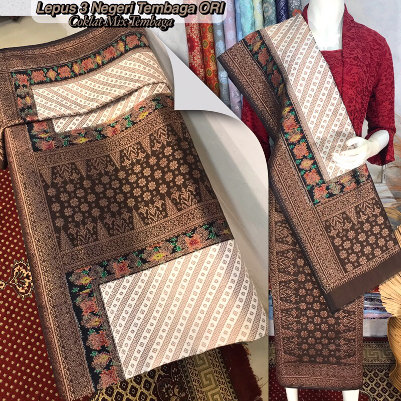 Jual Songket Lepus 3 Negeri Tembaga ORI Coklat Mix Tembaga-Asli Tenun Tangan Palembang(Ilham ...