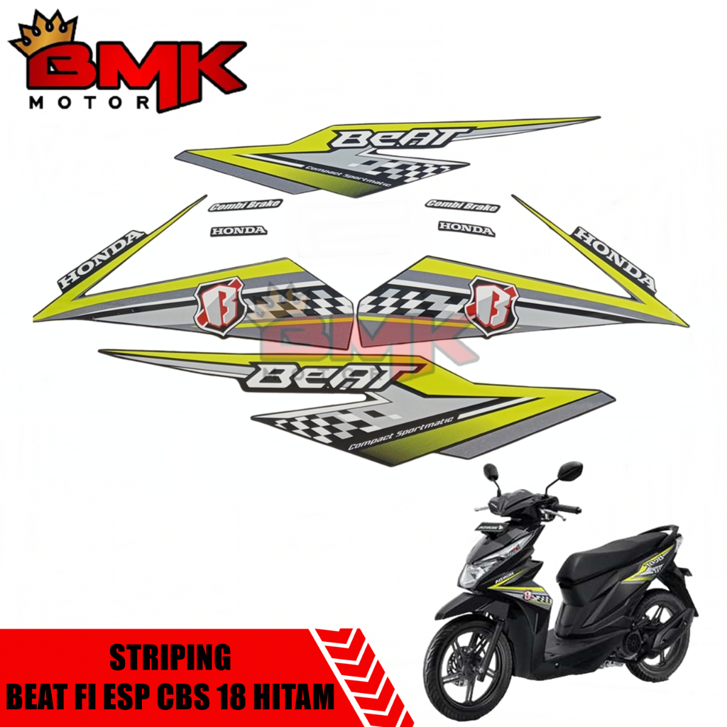 Jual Striping Stiker Polet Honda Beat Fi Esp CBS 2018 Hitam Hijau Putih ...