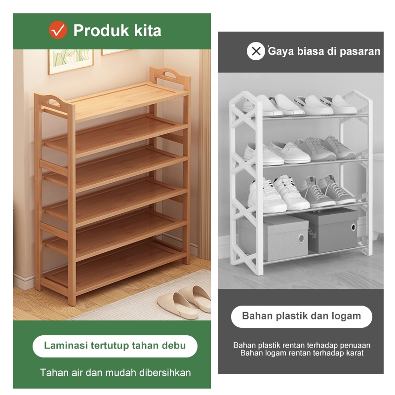 Jual Rak Sepatu Susun Kayu Rak Bamboo Penyelenggara Rak Sandal Rak ...