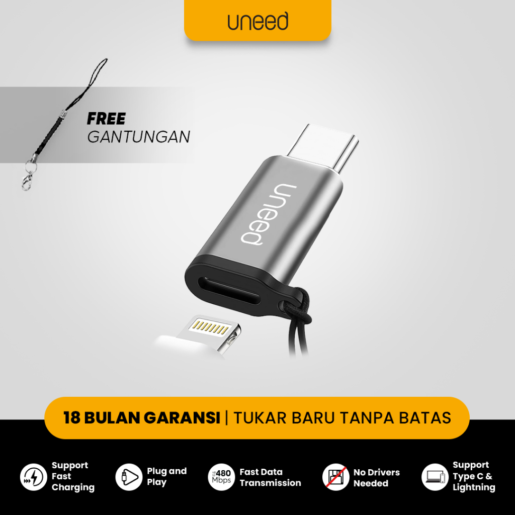 Jual UNEED Adapter OTG Lightning to Type C Converter Plug & Play - UAT02IC | Shopee Indonesia