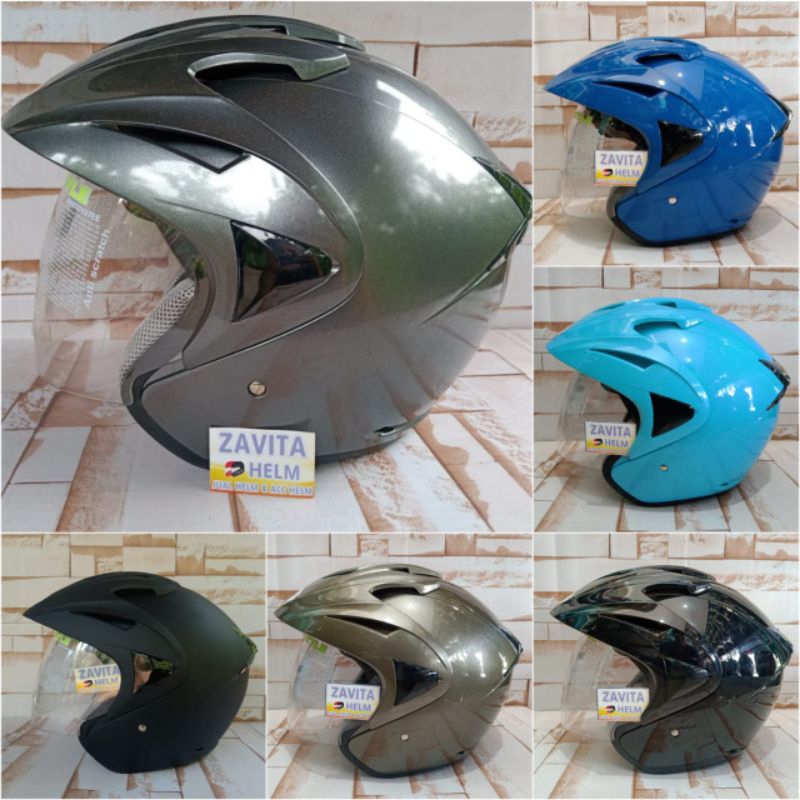 Jual Helm Hiu Arrow Solid Double Visor All Varian | Shopee Indonesia