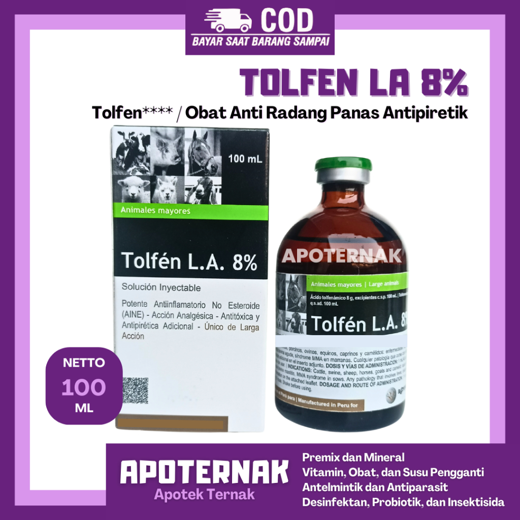 Jual TOLFEN LA 100 ml | Tolfenamic Acid Obat Anti Radang Demam Panas ...
