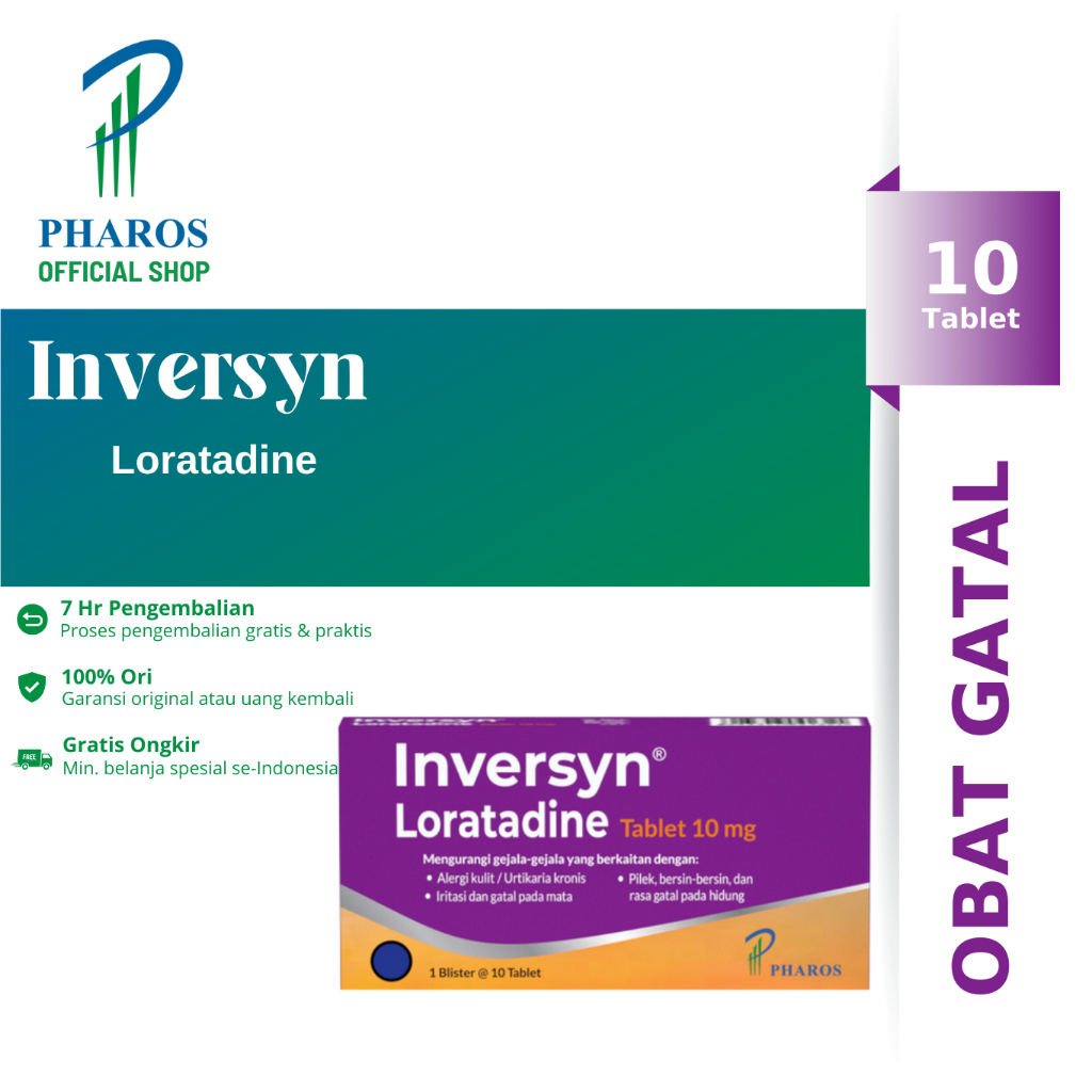 Jual Inversyn 10 Tablet / Obat Gatal / Obat Alergi / Loratadine 10 mg ...