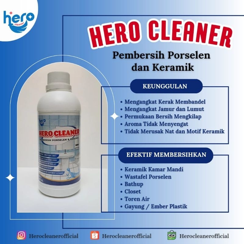 Jual KOMBO HEMAT (2 BOTOL PEMBERSIH KERAK KERAMIK HERO CLEANER 500 ML ...
