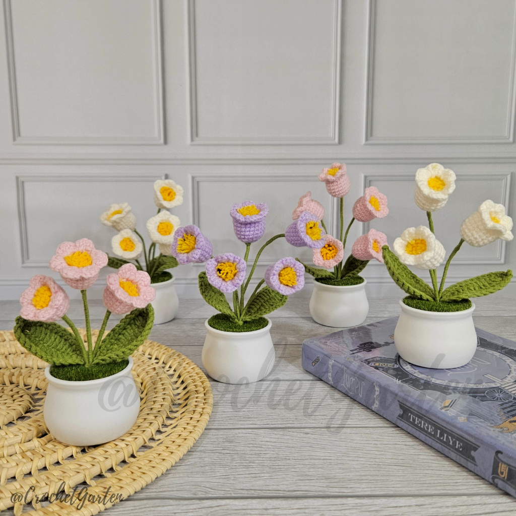 Jual BUNGA CROCHET LILY OF THE VALLEY POT Bunga Rajut Lily Dekorasi ...