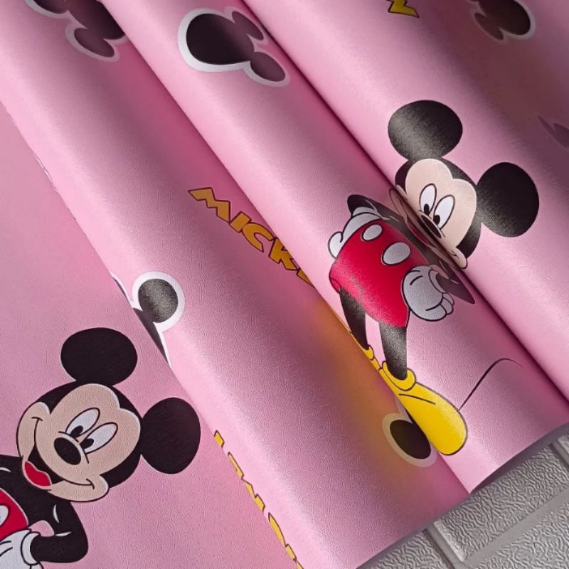 Jual Wallpaper Sticker Dinding Karakter MICKEY MOUSE PINK Dekorasi ...