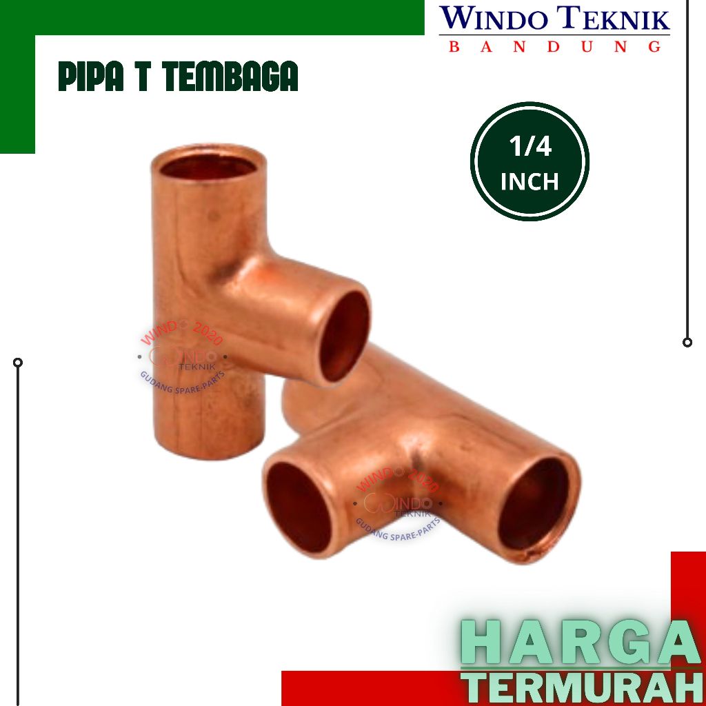 Jual SAMBUNGAN TEE 1/4 INCH | COPPER TEE TEMBAGA 1/4' | TEE FITTING PENYAMBUNG PIPA 1/4 | CABANG ...