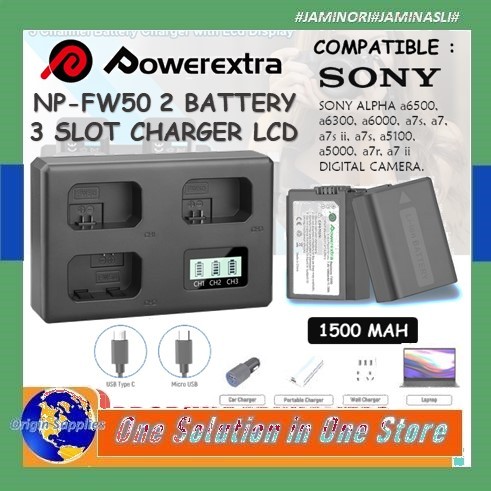Jual NP-FW50 3 Pack Replacement Sony Battery Power extra 1500mAh and ...