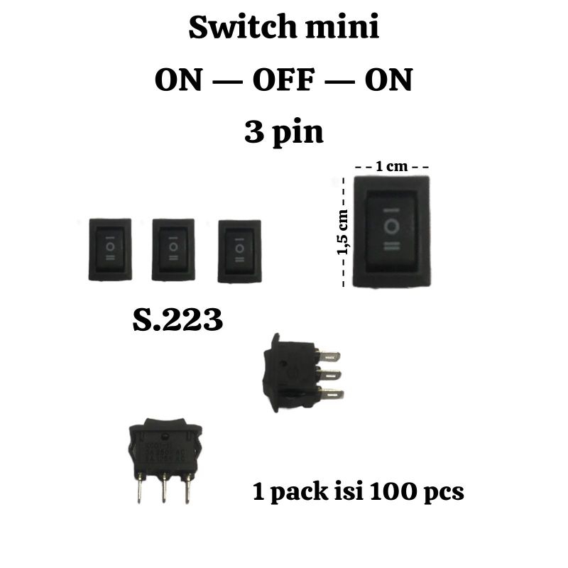 Jual Saklar rocker switch 3 pin saklar 3 kaki Super Mini karaoke on off ...
