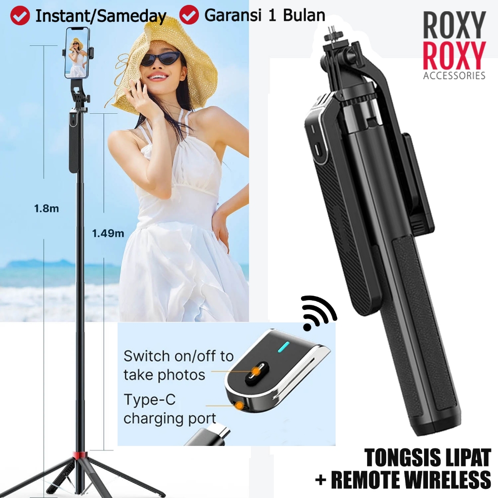 Jual Selfie Stick Tripod Quadpod Tongsis Remote Bluetooth 360 Derajat