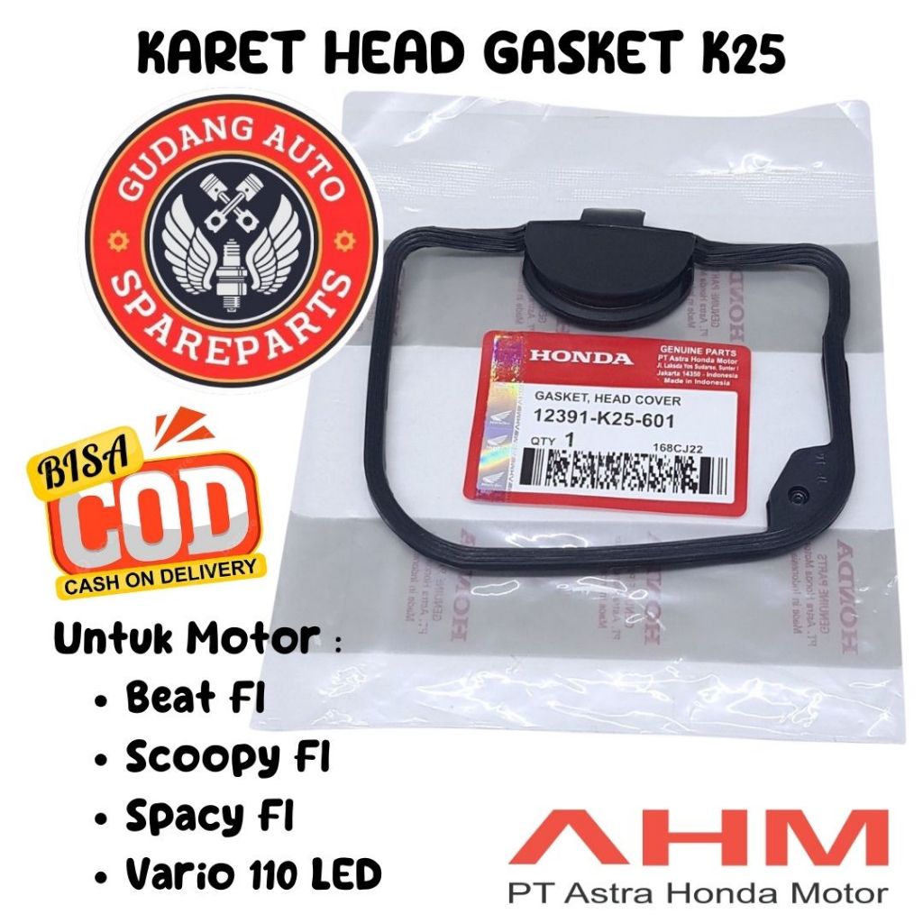 Jual ORIGINAL AHM Karet Head Gasket Tutup Cover Cylinder Seal Oring Honda Beat Fi Scoopy FI ...