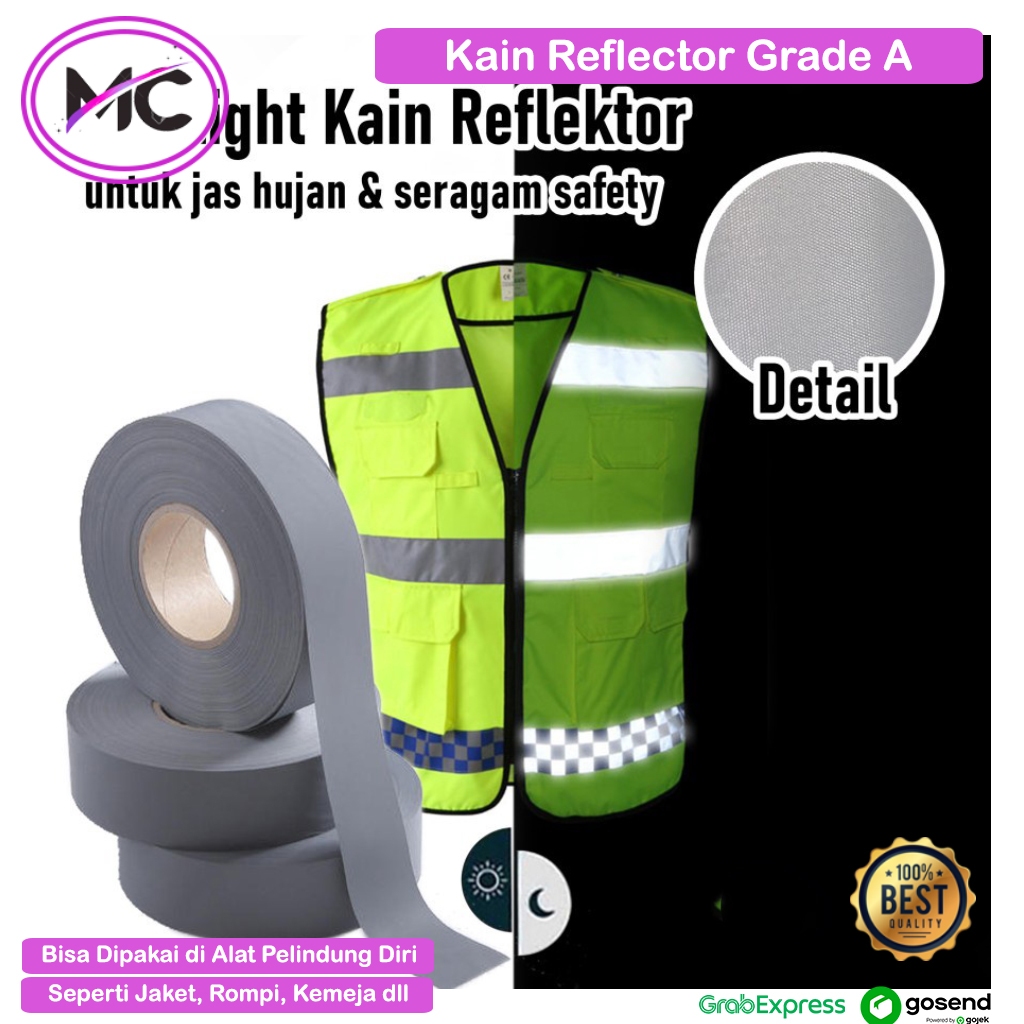 Jual Kain Pita Reflektor Baju Safety Reflektif Emblem Alat Penyaman APD ...