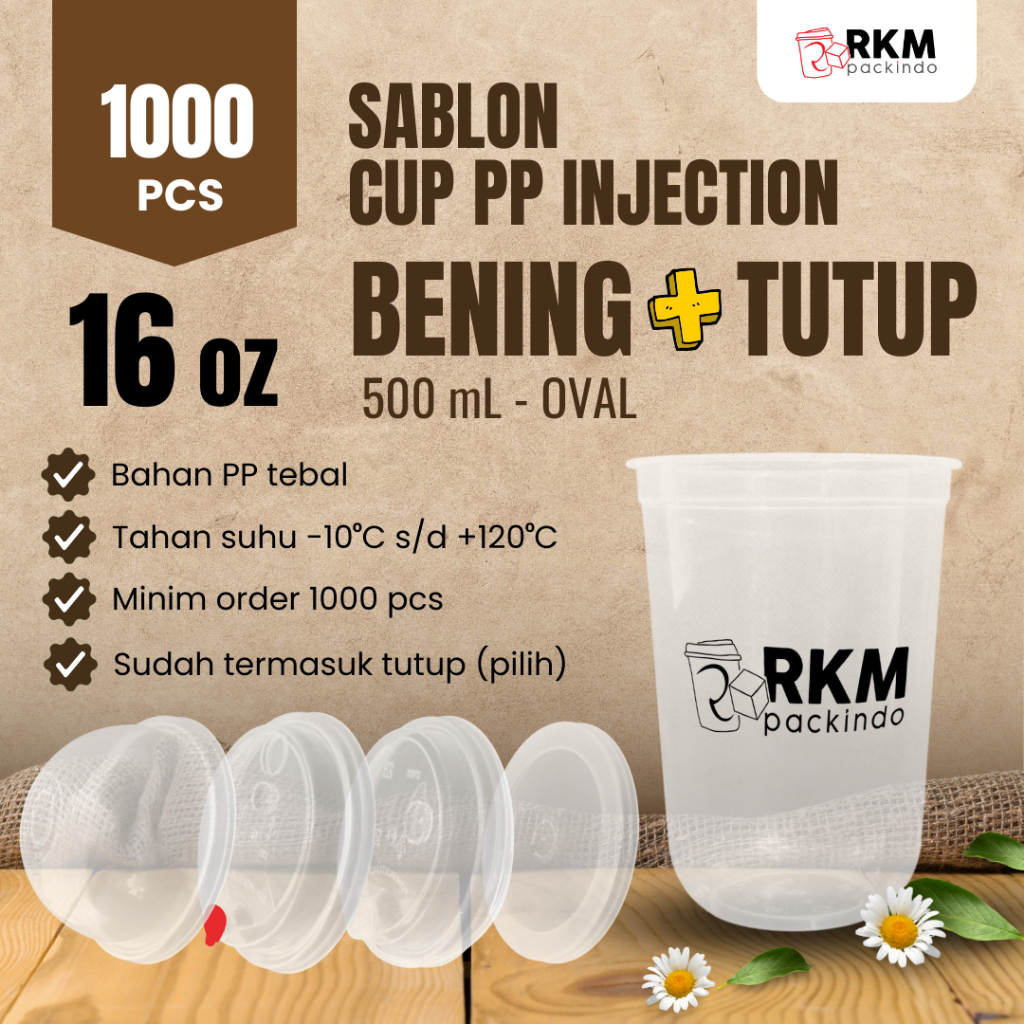 Jual MURAH BANGET!!! Cup PP Injection 16oz Oval Thinwall Transparan ...