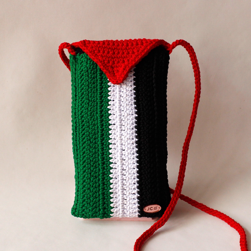 Jual Tas HP Rajut Cantik Bendera Palestina / Palestine Pouch HP rajut ...