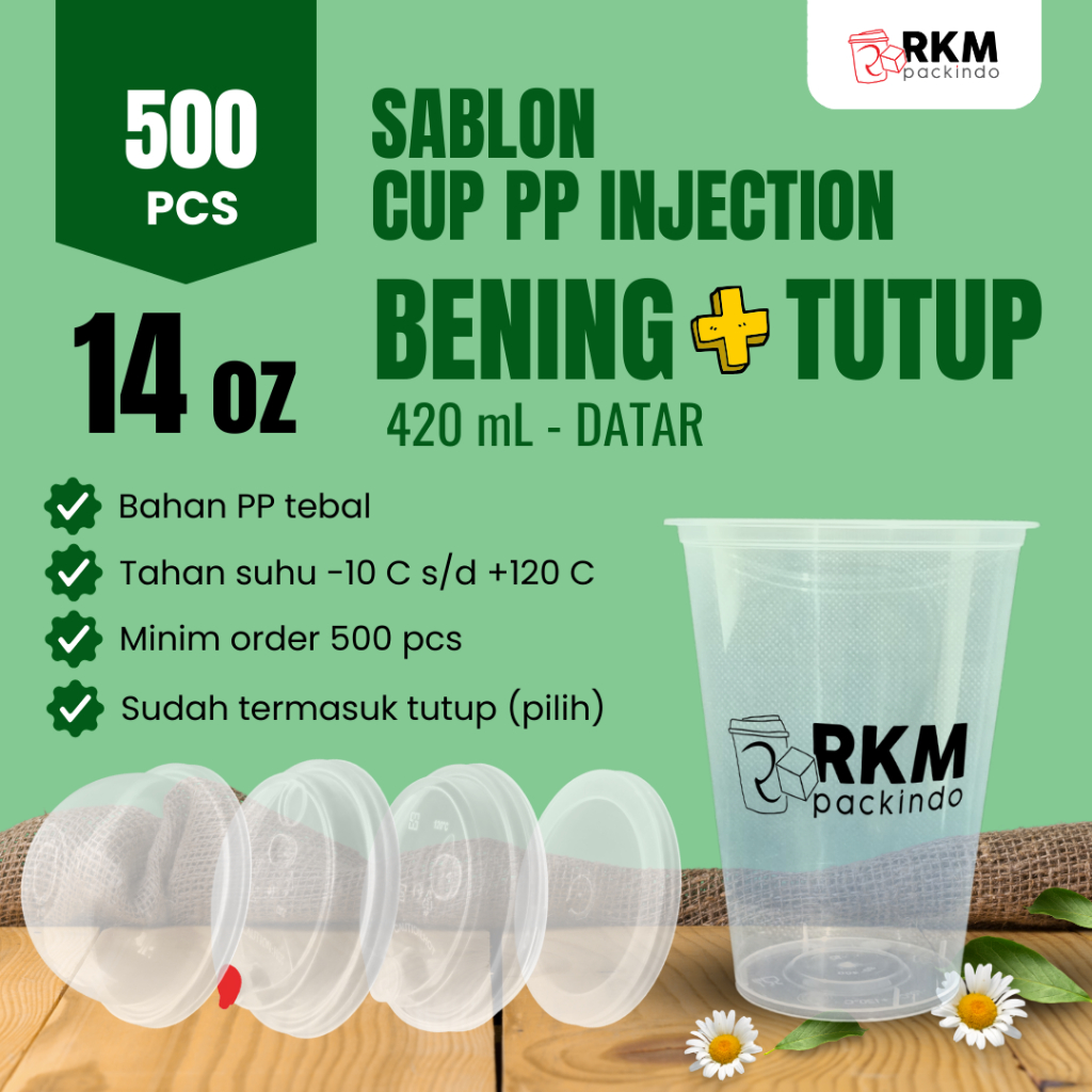 Jual (500pcs) CUSTOM SABLON GELAS / CUP INJECTION 14oz DATAR THINWALL ...