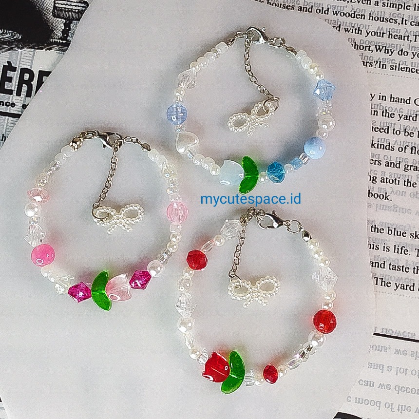 Jual GELANG BEADS GELANG MANIK-MANIK BUNGA TULIP | Shopee Indonesia