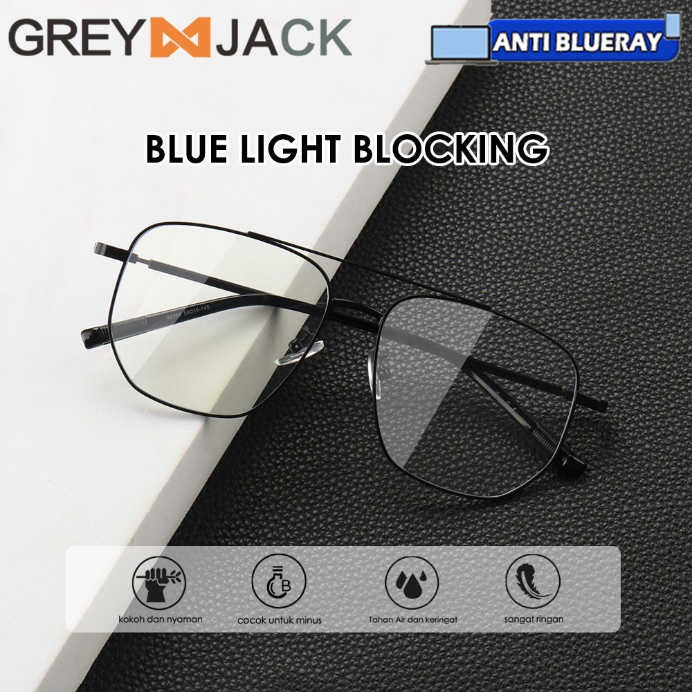 Jual Grey Jack Kacamata Antiradiasi Blueray Model Aviator Kotak Ringan Kokoh Fashion Pria Wanita ...