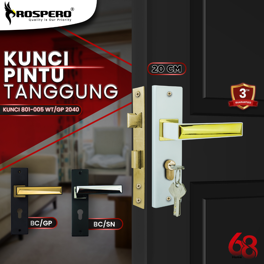 Jual Kunci Pintu Tanggung PROSPERO / Gagang Pintu 20cm / Handle Pintu Set Silinder Garansi 3 ...