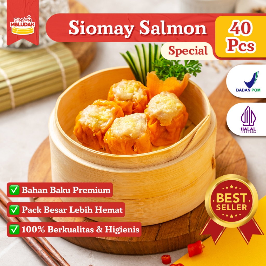 Jual Dimsum Mbludak Siomay Salmon Frozen Dimsum Special Halal 40 Pcs ...