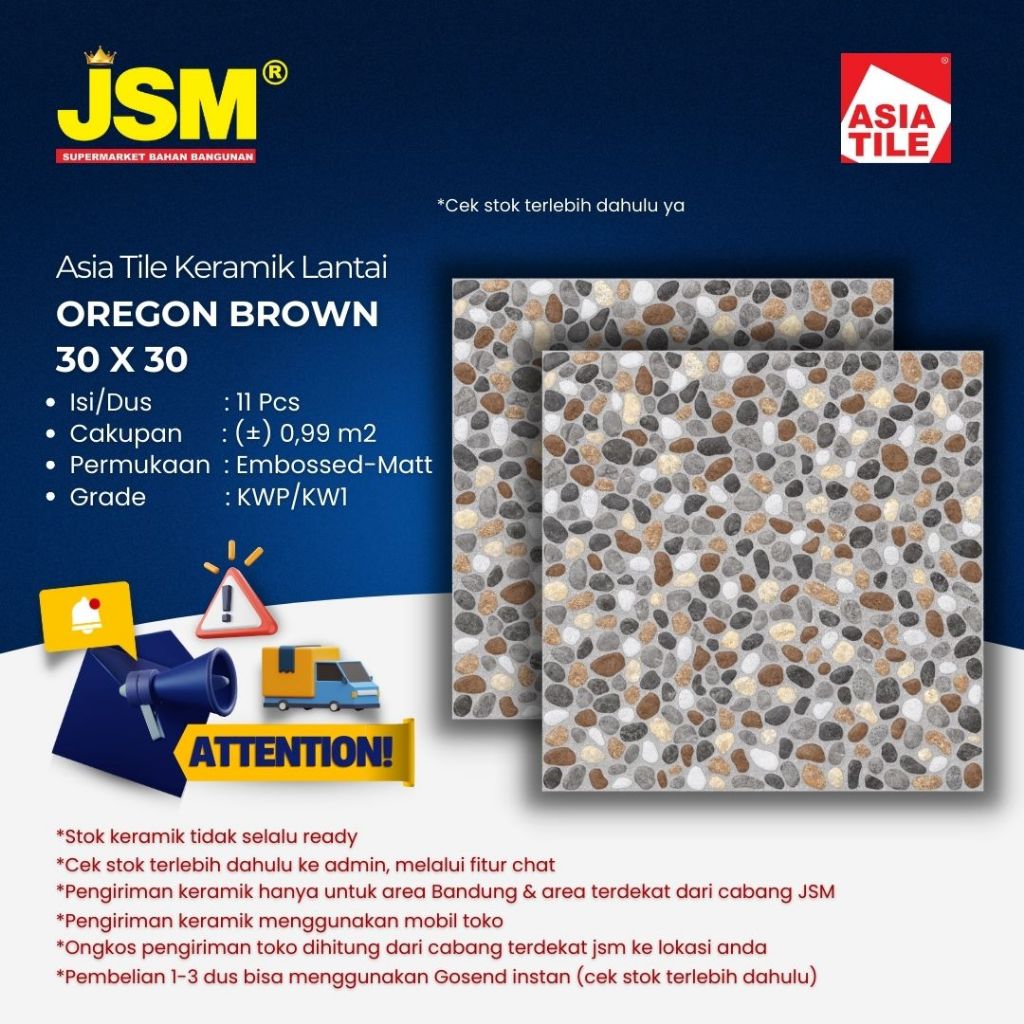 Jual Asia Tile Keramik Lantai Oregon Brown Matt 30x30 - JSM Supermarket ...