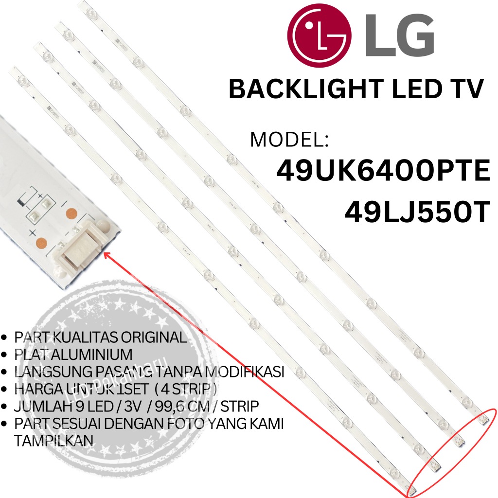 Jual BACKLIGHT LED TV LG 49 INC 49LJ550T 49LJ550 T LAMPU BL 9K 3V | Shopee Indonesia