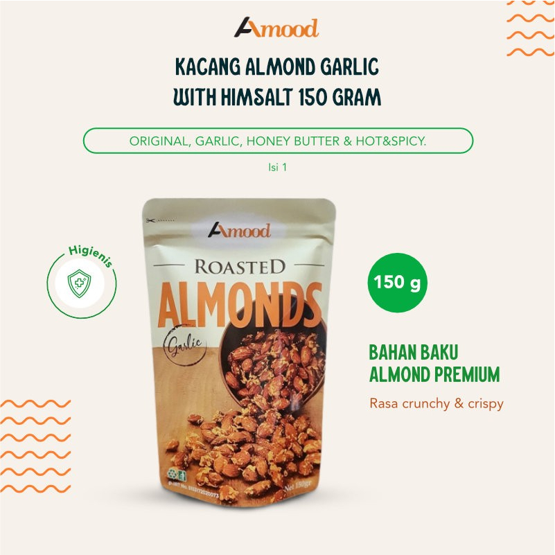 Jual KACANG ALMOND PREMIUM AmooD Roasted With Garlic & Himalayan Salt ...