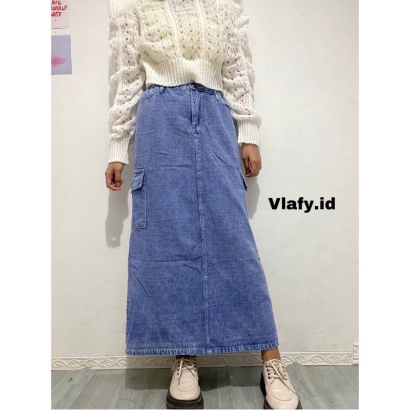 Jual ROK CARGO JEANS HIGHWAIST PREMIUM/ROK CARGO JEANS WANITA/ROK KARGO ...
