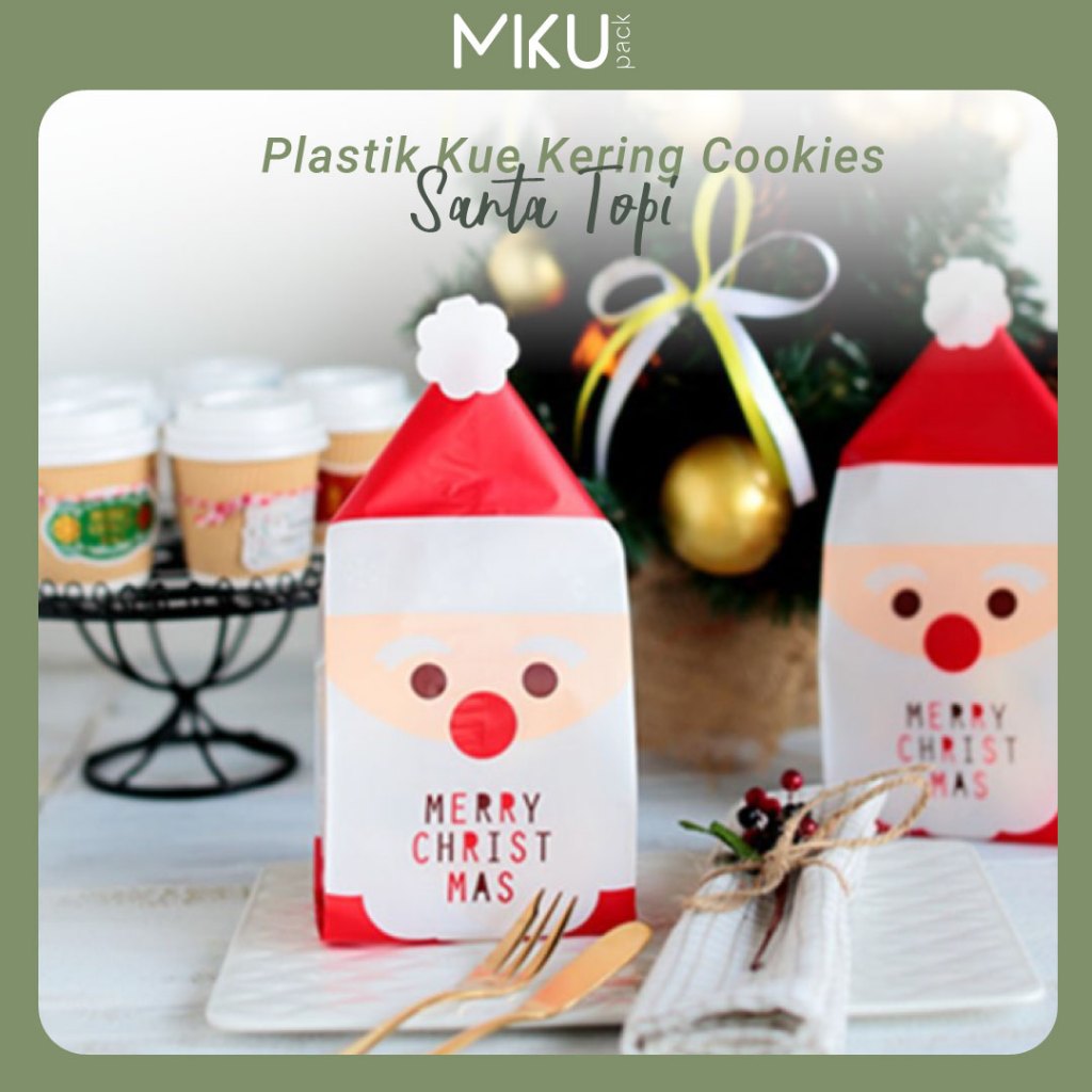 Jual Plastik Kue Kering Bingkisan Coklat Cookies Topi Santa Natal ...