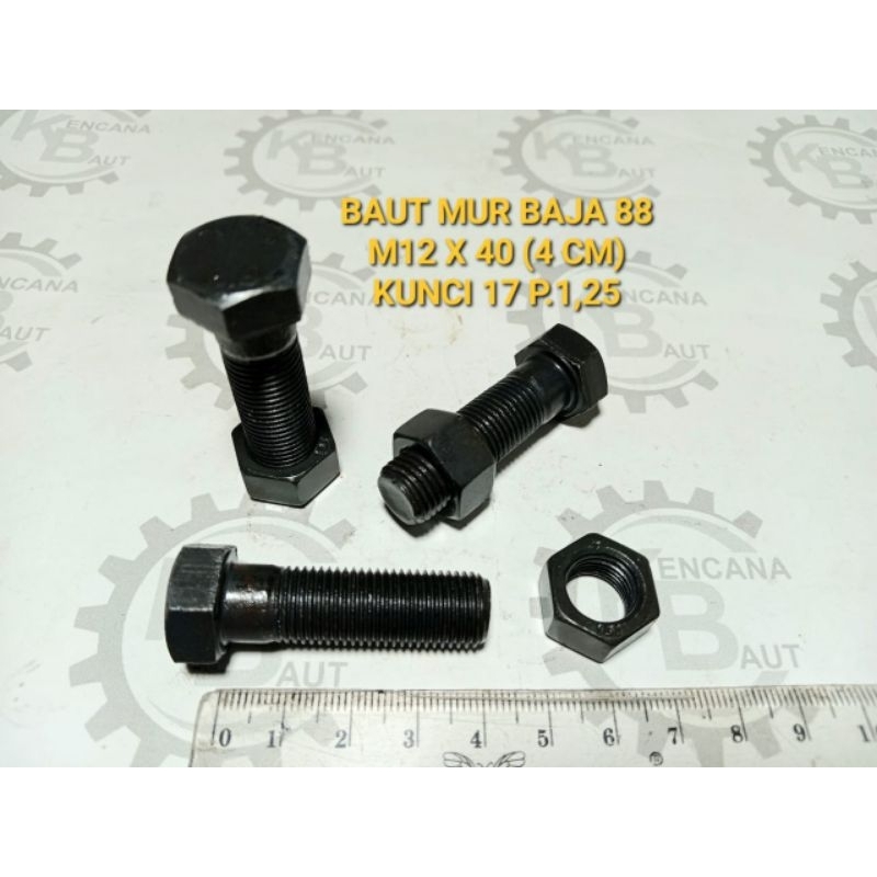Jual BAUT MUR BAJA 88 M12 X 40 HITAM KUNCI 17 PANJANG 4 CM | Shopee Indonesia