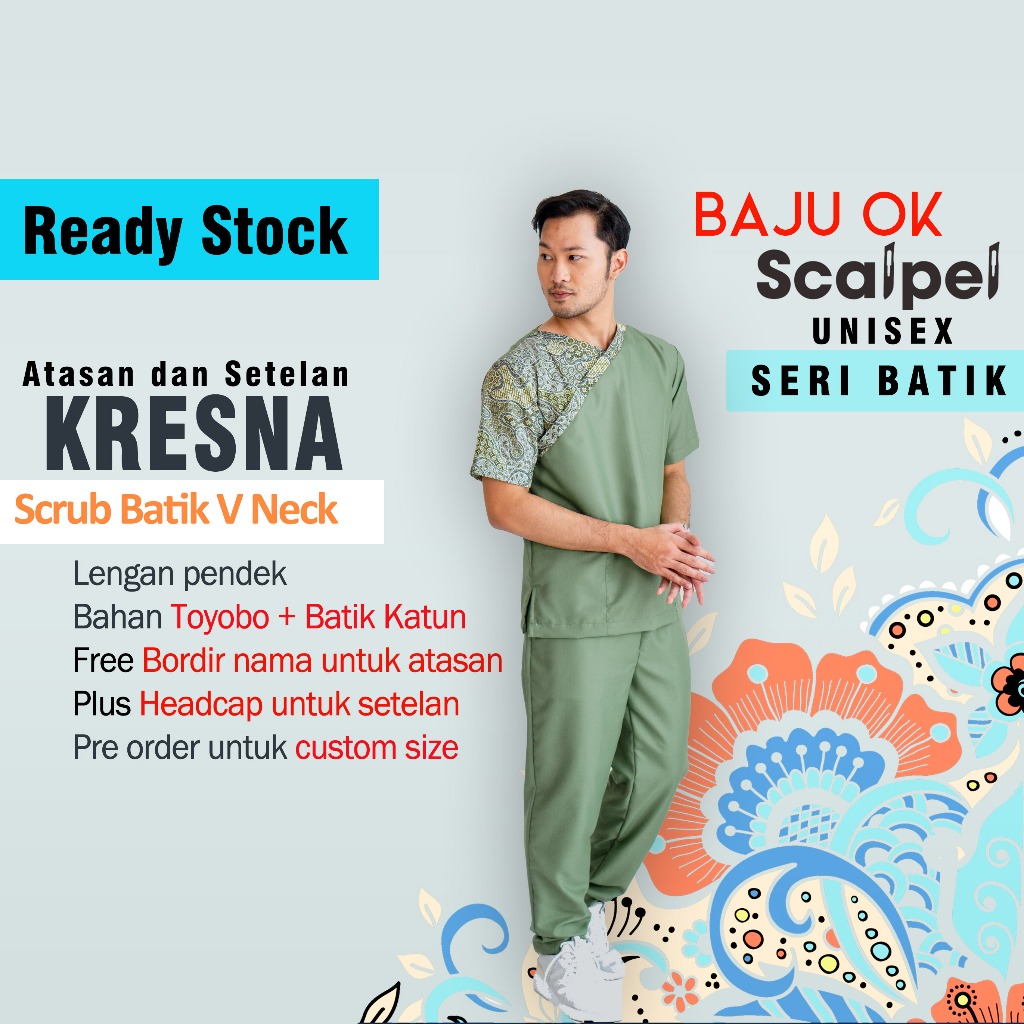Jual [FREE BORDIR NAMA] SCRUB BATIK / SCRUB DOKTER BATIK / SCRUB BATIK ...