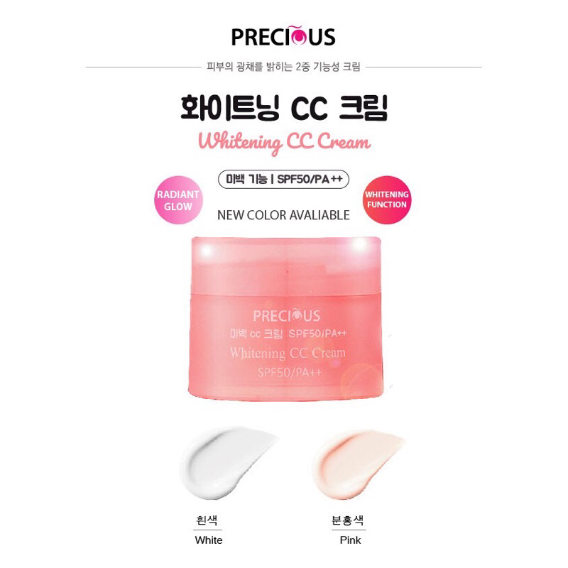 Jual PRECIOUS WHITENING CC CREAM SPF 50/PA++ - 15gr - pink pot | Shopee ...