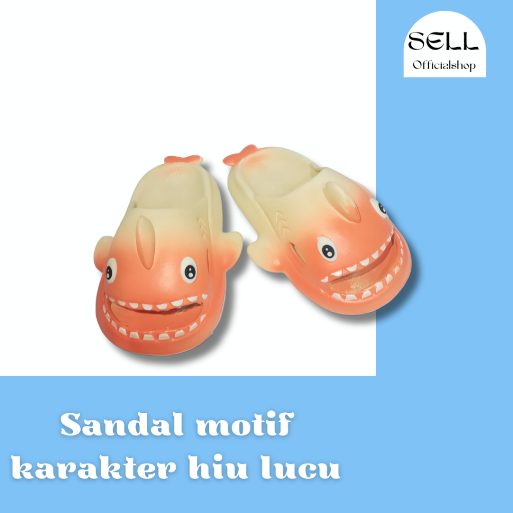 Jual sandal motif karakter hiu lucu/ desain hiu 3D | Shopee Indonesia