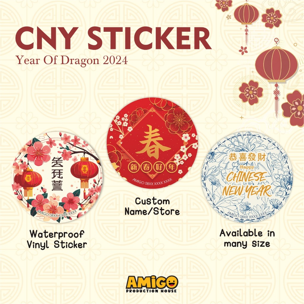 Jual sticker bulat CNY Imlek Sincia Year of Snake sticker chineses new ...