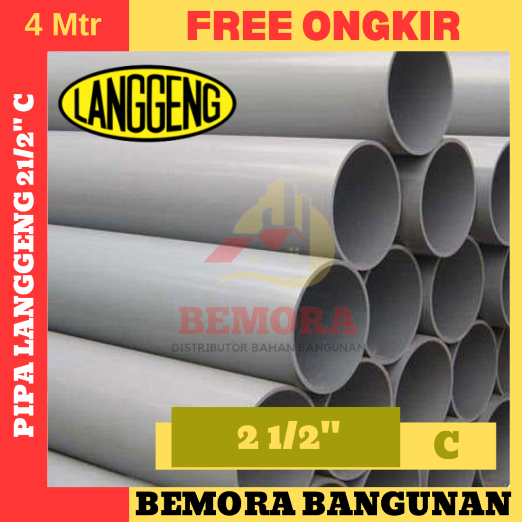 Jual Pipa Pvc Warna abu Merek Langgeng 21/2 inch Tipe C (Harga Grosir ...