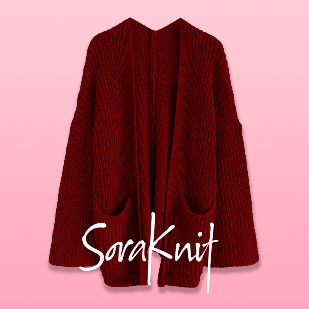 Jual Premium Sweater Cardigan Rajut Wanita Korea Oversize Knit wear Kardigan polos jumbo Dijamin ...