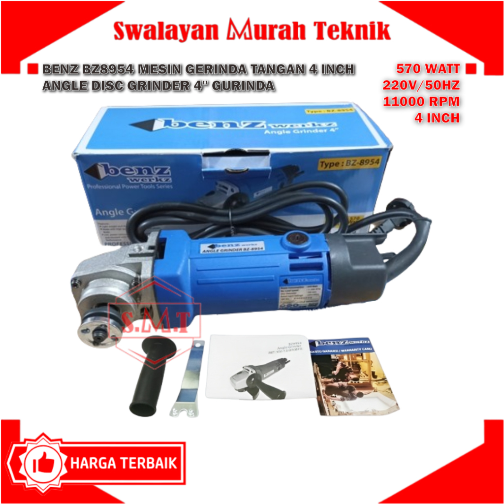 Jual GERINDA TANGAN LISTRIK 4 INCH BENZ BZ8954 ANGLE GRINDER 4" Model ...