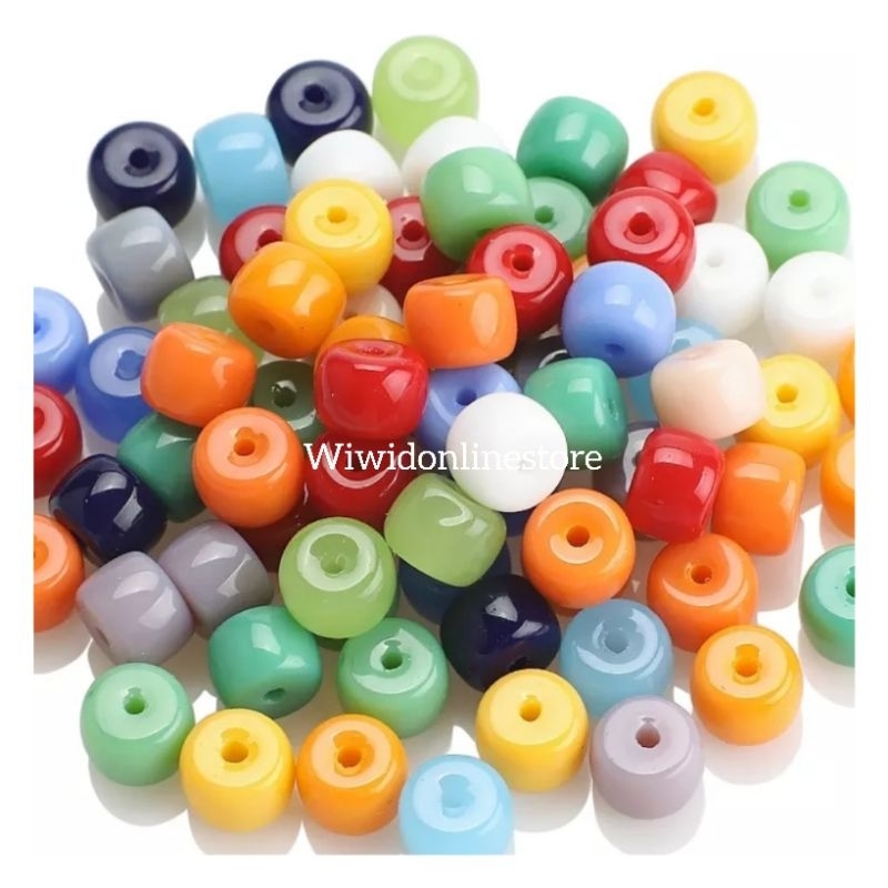 Jual (10 biji) MANIK KACA TABUNG MIX WARNA 8 mm | Shopee Indonesia
