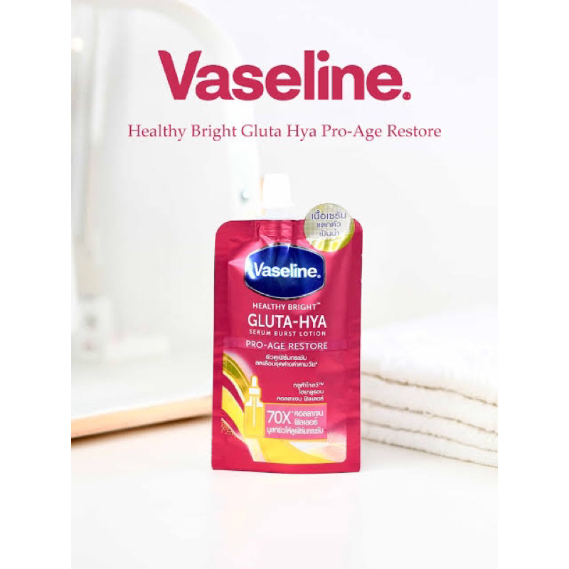 Jual VASELINE PRO AGE RESTORE GLUTA HYA SERUM BURST LOTION SACHET 30 ml ...