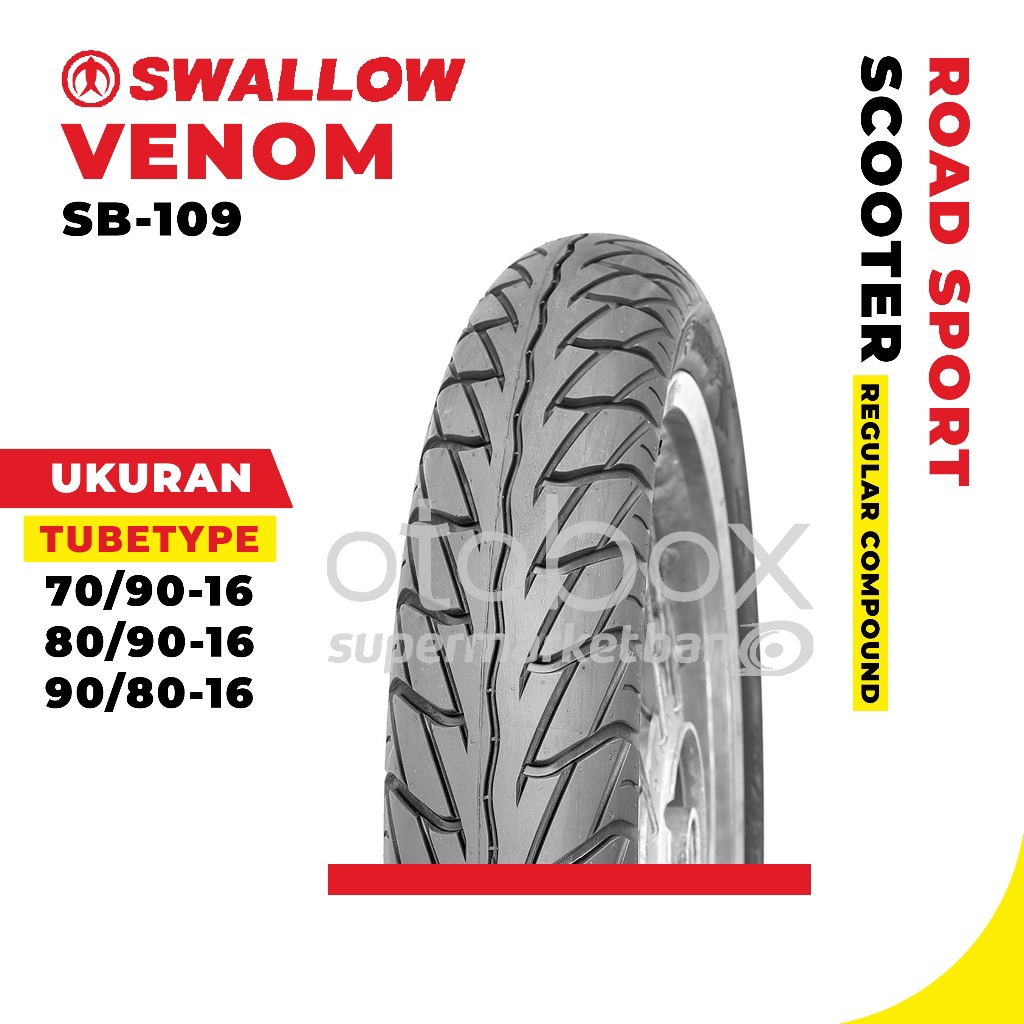 Jual Ban Motor Swallow SB-109 Venom Tubetype Ring 16 Ukuran 70/90 80/90 ...